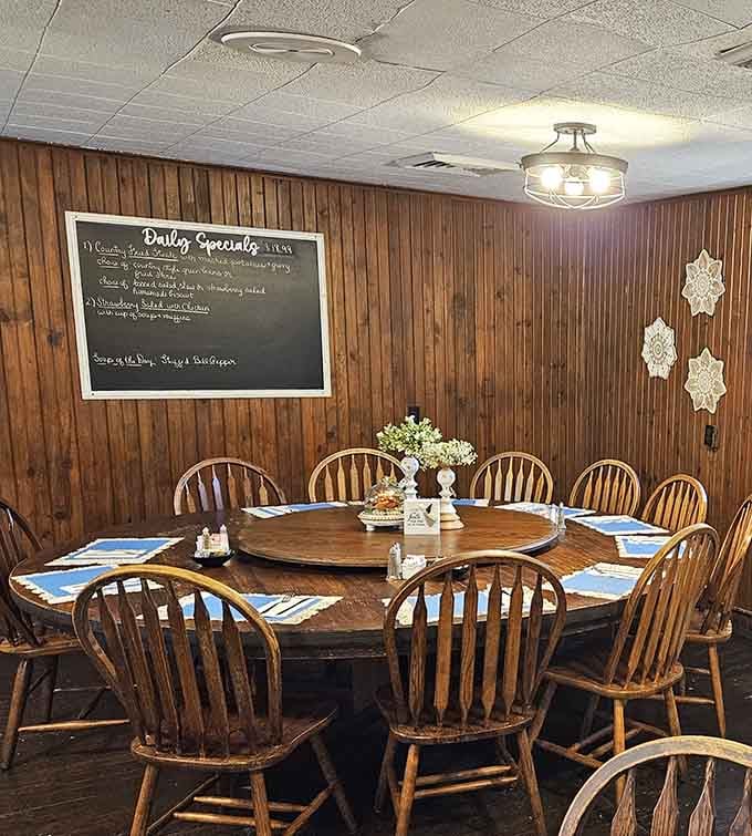 The daily specials board promises seasonal delights, while the round table invites lingering conversations and second helpings.