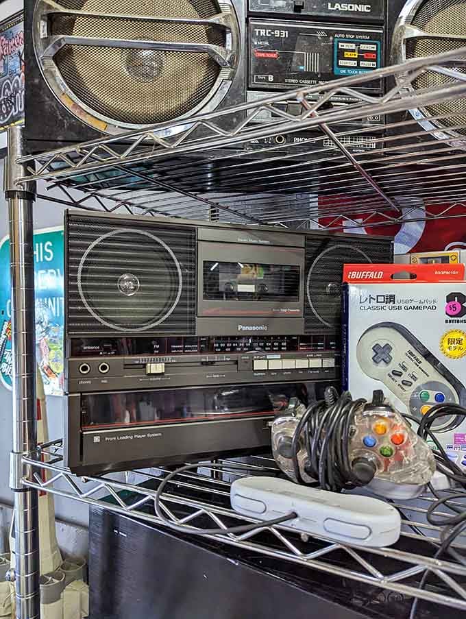 Vintage stereos and gaming controllers transport you back to simpler times, when entertainment required actual buttons instead of touchscreens.