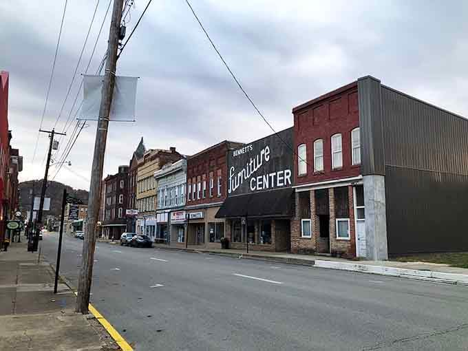 Weston's well-preserved main street showcases the town's history with buildings dating back to its glass-making glory days.