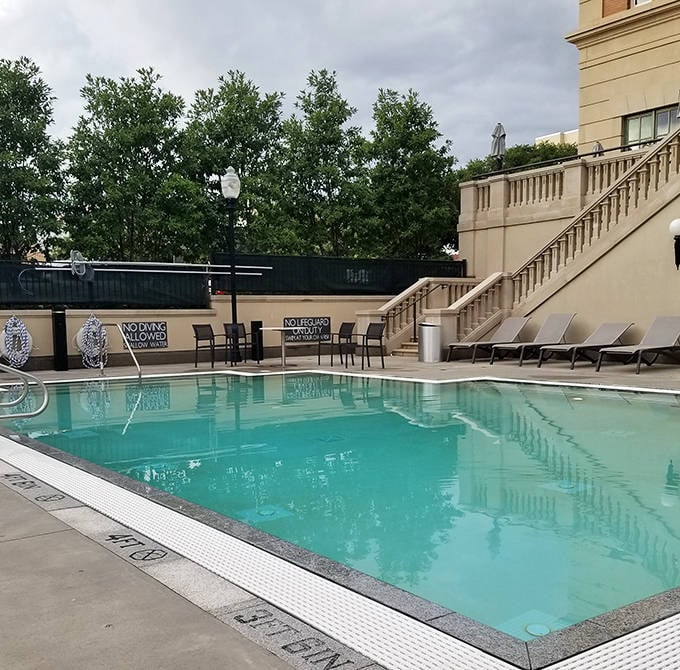 This inviting pool scene suggests retirement in Spartanburg includes resort-style amenities without requiring a resort-sized bank account.