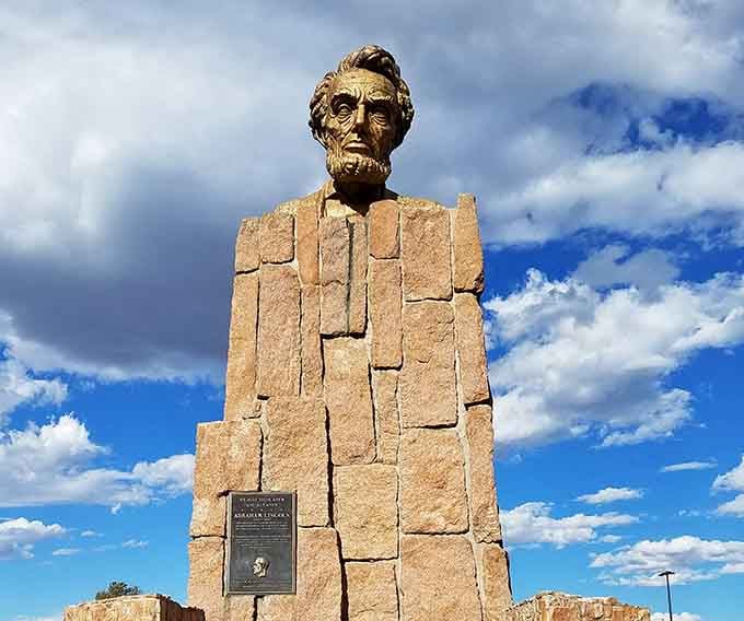 Lincoln watches over Laramie from his stone monument, reminding visitors that even the tallest tales of Western history stand on solid foundations.