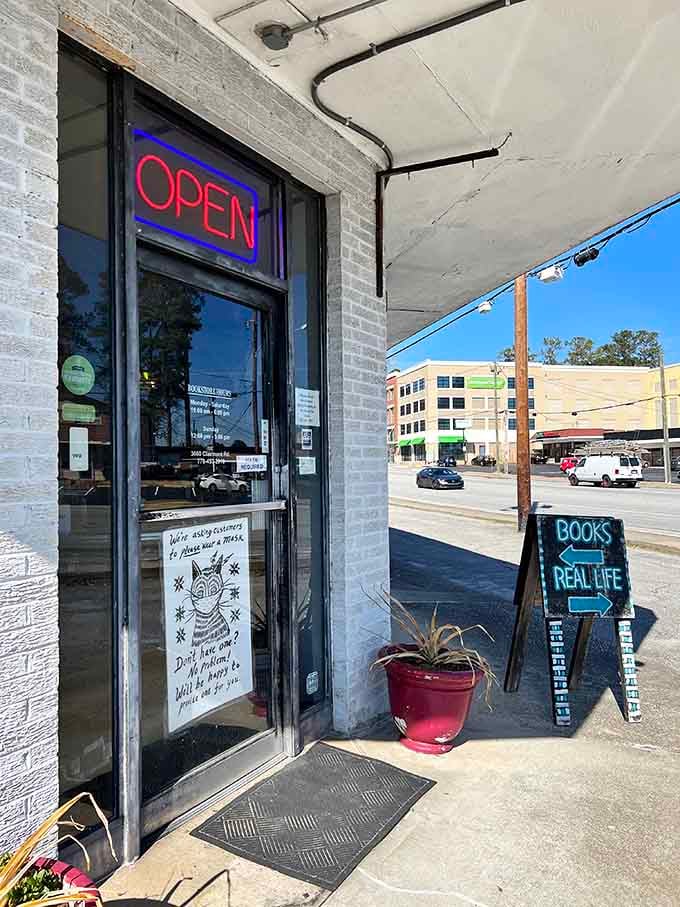 The welcoming entrance whispers promises of literary adventures and afternoons that vanish like magic inside these walls.