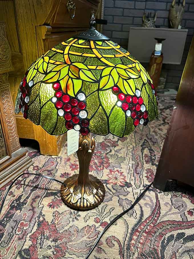 A Tiffany-style lamp casting colorful light, proving beauty and function can coexist in perfect harmony.