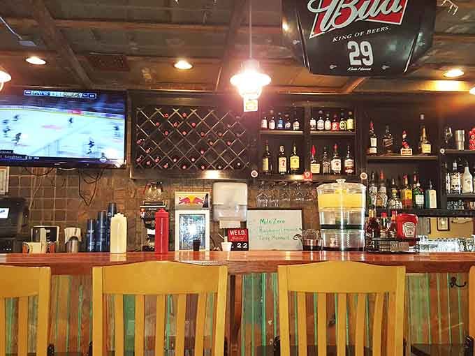 A well-stocked bar ready to quench coastal thirsts. Because nothing complements fresh seafood quite like a cold beer or perfectly mixed cocktail.
