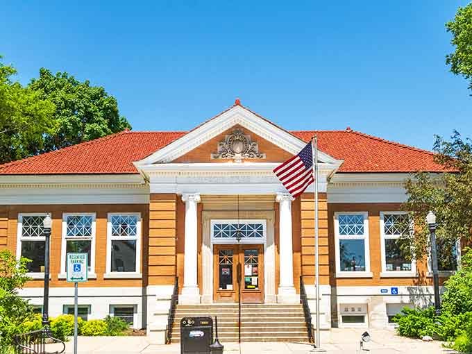 Baraboo Public Library welcomes readers with neoclassical elegance, proving that small towns take their book-learning seriously around here.