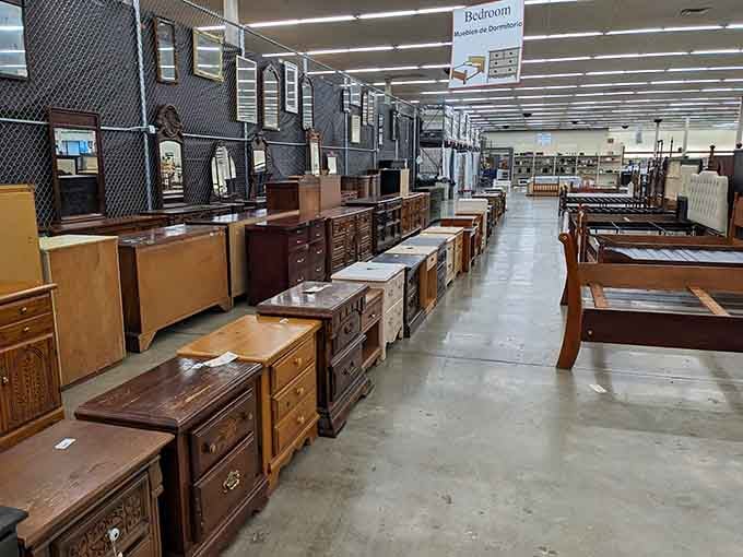 Bedroom furniture lined up like a parade of possibilities&mdash;each piece ready to transform your sleeping quarters without the showroom markup.