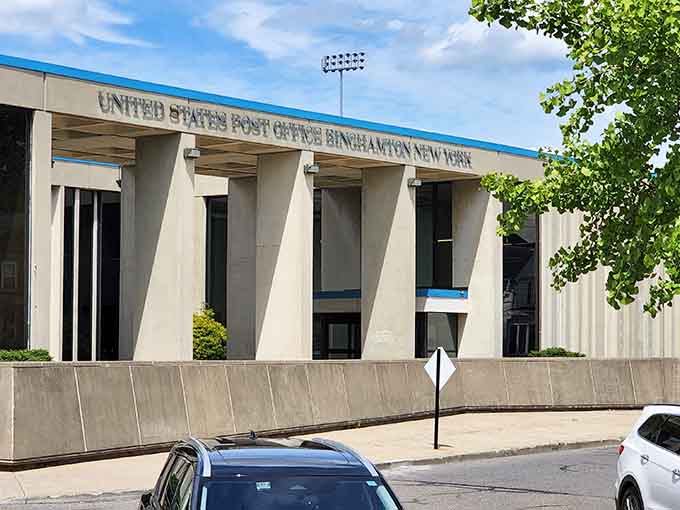 Even the post office building has architectural dignity, unlike the strip mall boxes we've resigned ourselves to elsewhere.