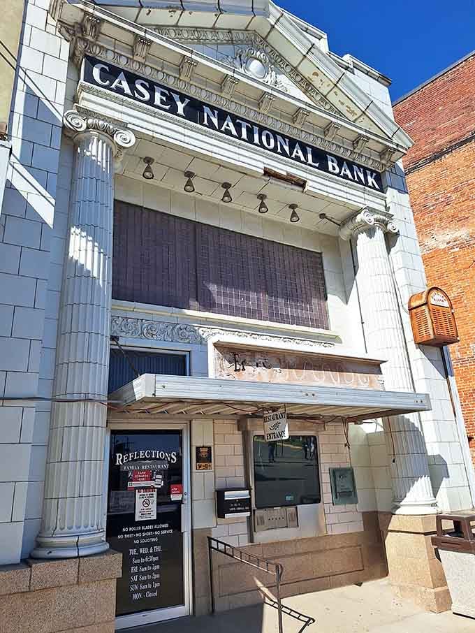 The former bank building now houses Reflections, where the architecture is as classic as the comfort food inside.