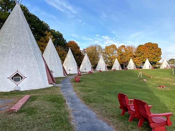 Wigwam Village's iconic concrete teepees offer a nostalgic overnight experience straight from Route 66's golden era of roadside Americana.