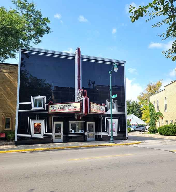 The Rivoli Theatre's Art Deco facade practically begs you to buy popcorn and catch a show like civilized people.