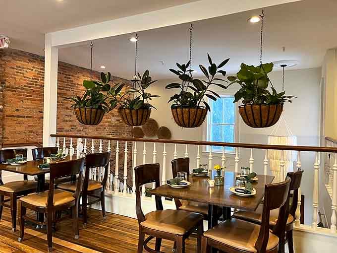 Batuqui on the Falls serves Brazilian cuisine in a cozy space where hanging plants and exposed brick create unexpected warmth.