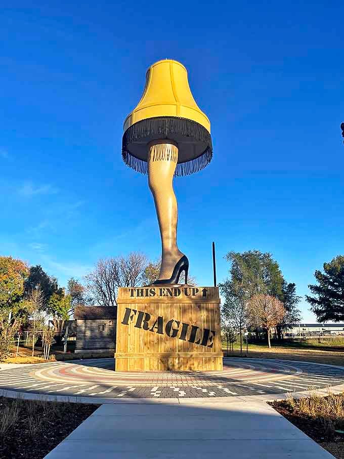 The leg lamp stands tall as Chickasha's quirky roadside attraction, proving that sometimes the most memorable landmarks come with a lampshade.