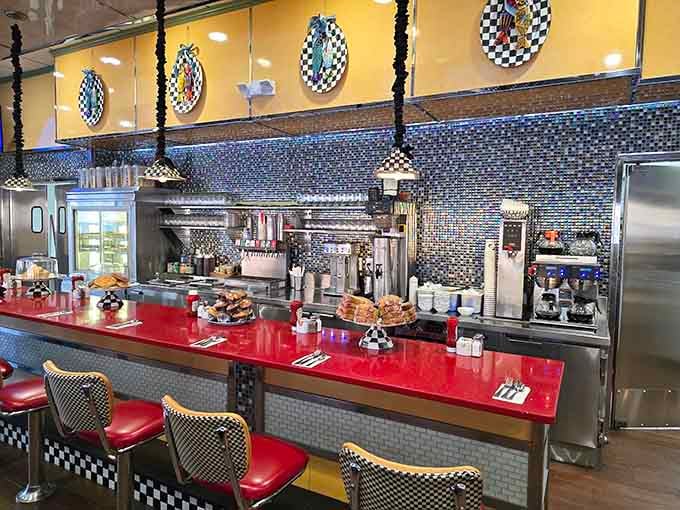 Counter seating with a view of the action, where you can watch breakfast magic happen in real time.