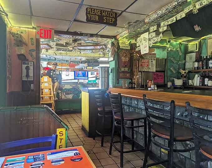 Another angle reveals more dollar bills and fishing nets, because one view can't capture all this glory.