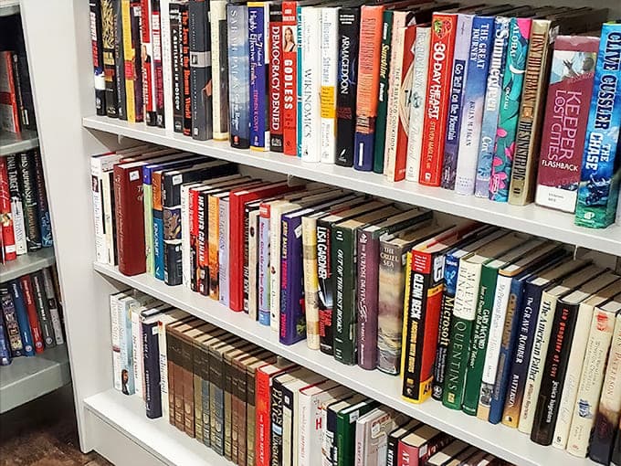 Books fill shelves with stories and knowledge, priced so affordably you'll actually finish reading them.