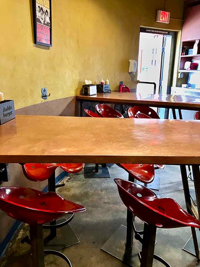 More tractor seats and communal tables make this place feel welcoming whether you're solo or with friends.