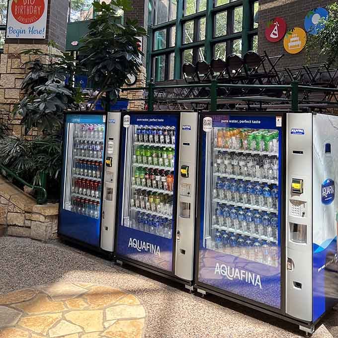 Vending machines stocked with drinks and snacks save the day when someone inevitably claims they're starving to death.
