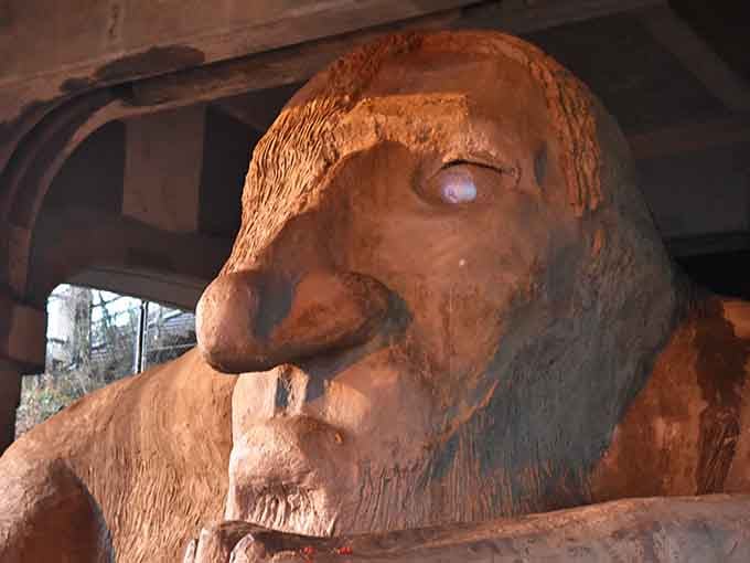 Up close, that hubcap eye gleams with an otherworldly quality that's both eerie and utterly captivating to behold.