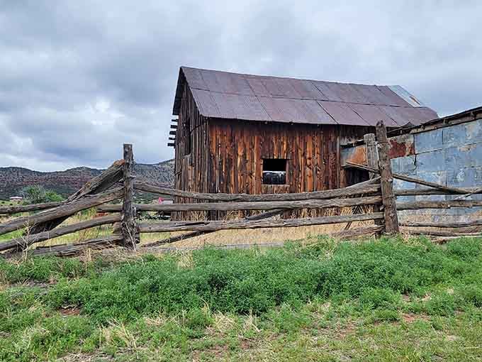 This weathered barn has seen more Colorado seasons than most residents, standing as a rustic reminder of the area's agricultural roots.