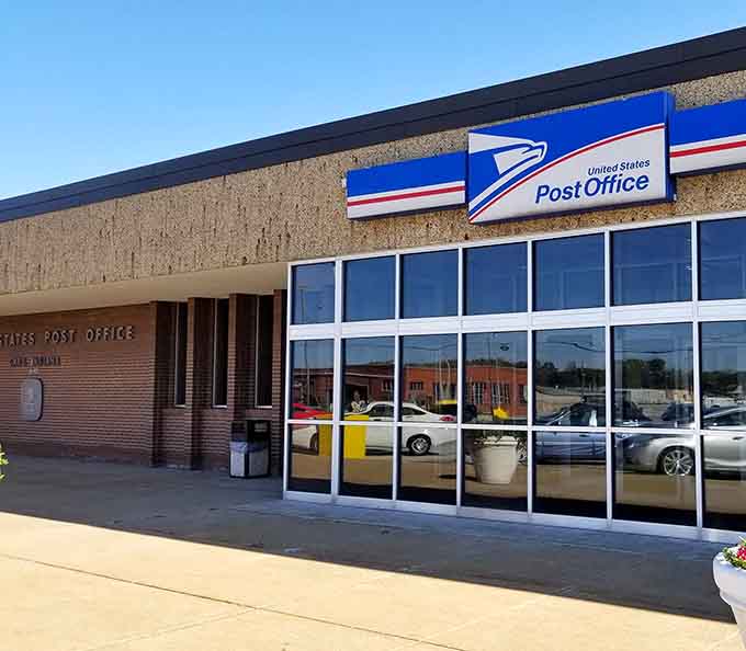 Even the post office looks surprised it's still operating in a city where half the addresses don't exist anymore.