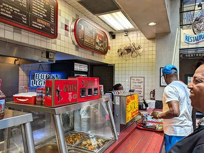 The counter where magic happens: orders fly, sauce flows, and hungry people become very happy people.