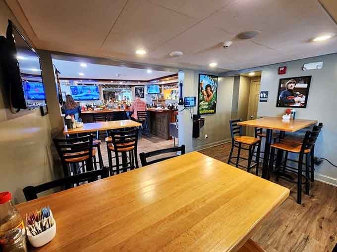 The downstairs dining area offers more space to spread out, relax, and enjoy meals that feel like home cooking upgraded.