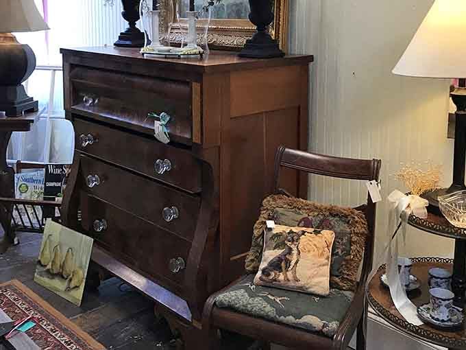 Antique furniture pieces like this dresser bring character that no modern store can replicate or mass-produce.