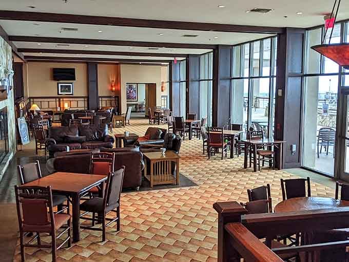 Inside the lodge, floor-to-ceiling windows ensure you never lose sight of why you came to this beautiful place.