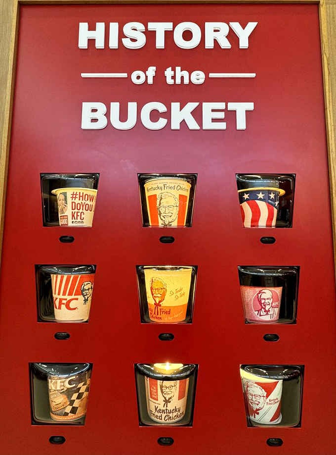 The evolution of an icon, from simple beginnings to global recognition, captured in vintage bucket designs.