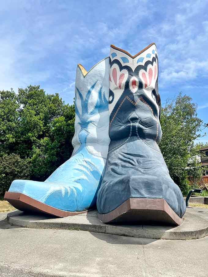 The intricate stitching and decorative details on these boots would impress any fashion-conscious giant you might know.