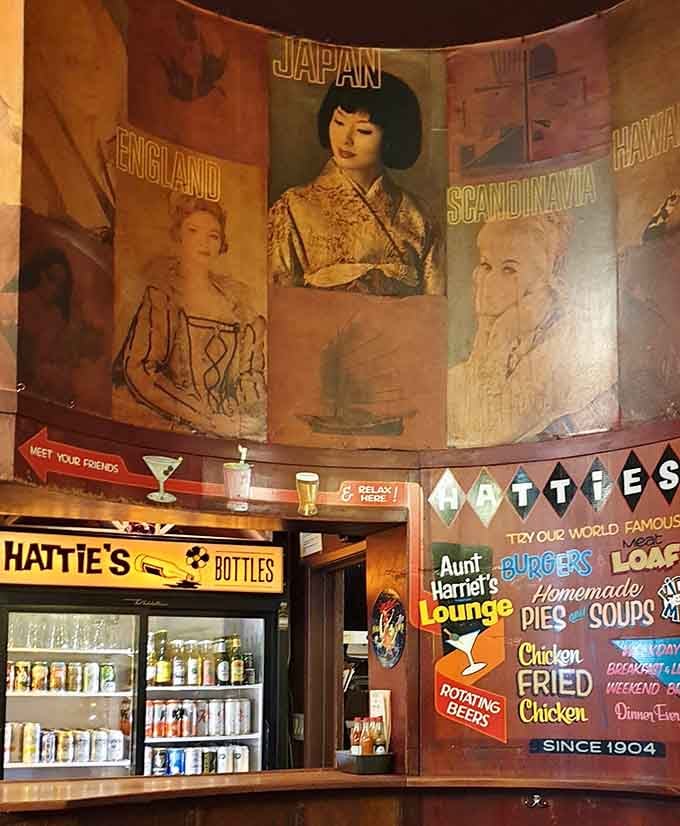 Vintage posters and eclectic memorabilia cover every surface, each piece adding another layer to the story told.