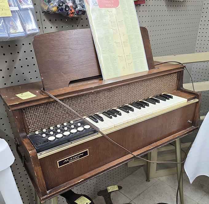 A vintage piano that's seen more family singalongs than your average karaoke bar, minus the questionable song choices and spilled drinks.