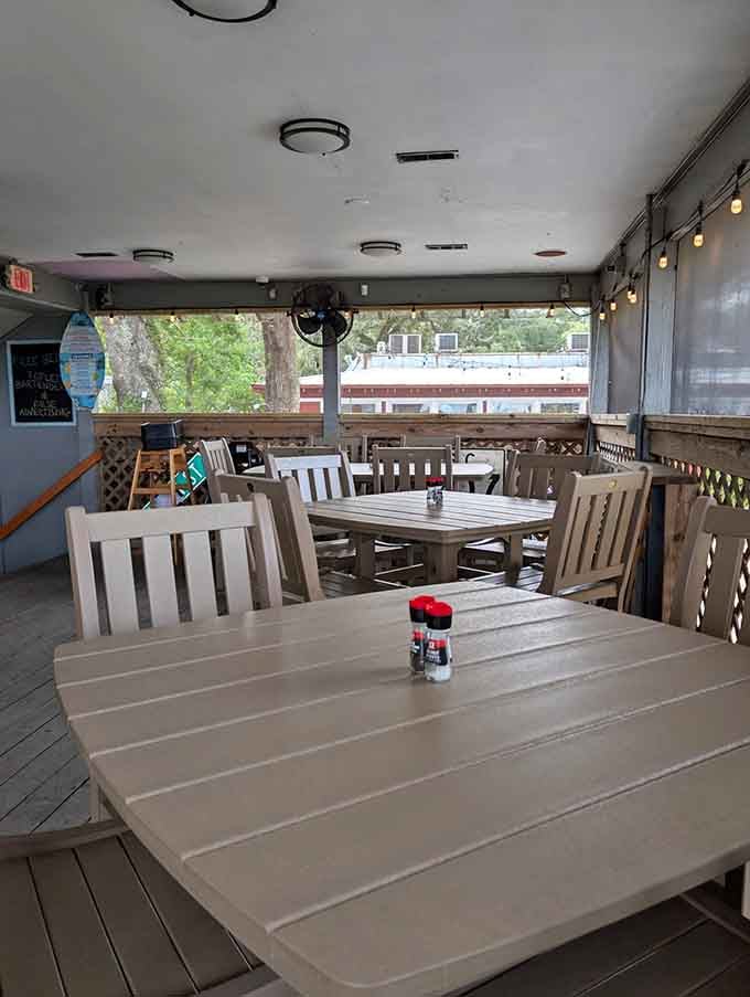 The outdoor deck seating lets you dine with a view, because good seafood tastes even better with a breeze.