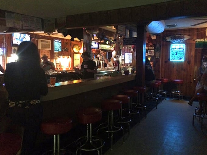 Classic bar stools lined up like old friends waiting to catch up over whatever's on tap tonight.