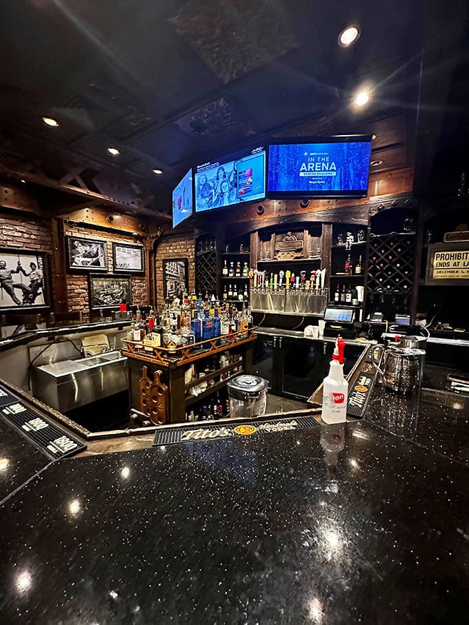 A bar setup this sleek proves that industrial doesn't mean rough around the edges, just perfectly polished character.