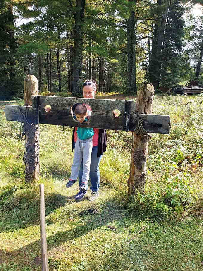 Medieval justice meets family photo op in this wooden stockade, where kids can experience history without the actual consequences.