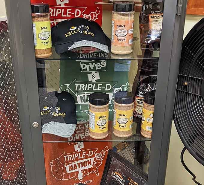 House-made seasonings and branded merchandise prove this place has fans loyal enough to take the flavor home.