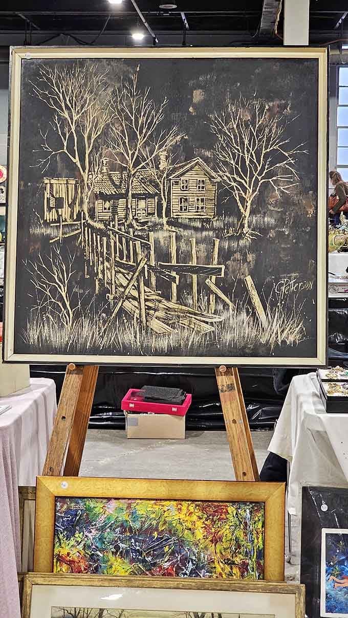 Original artwork ranging from rustic charm to abstract brilliance&mdash;something for every blank wall back home.