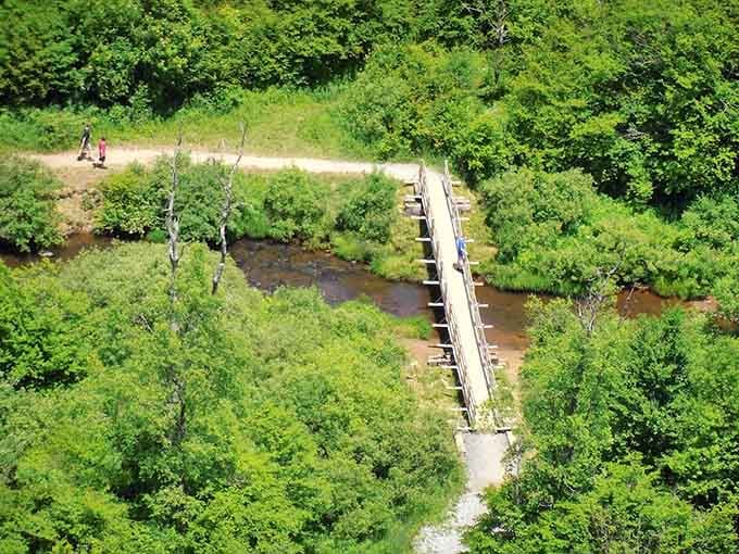 Looking down from the observation deck reveals the twisted remains of what nature decided to rearrange.