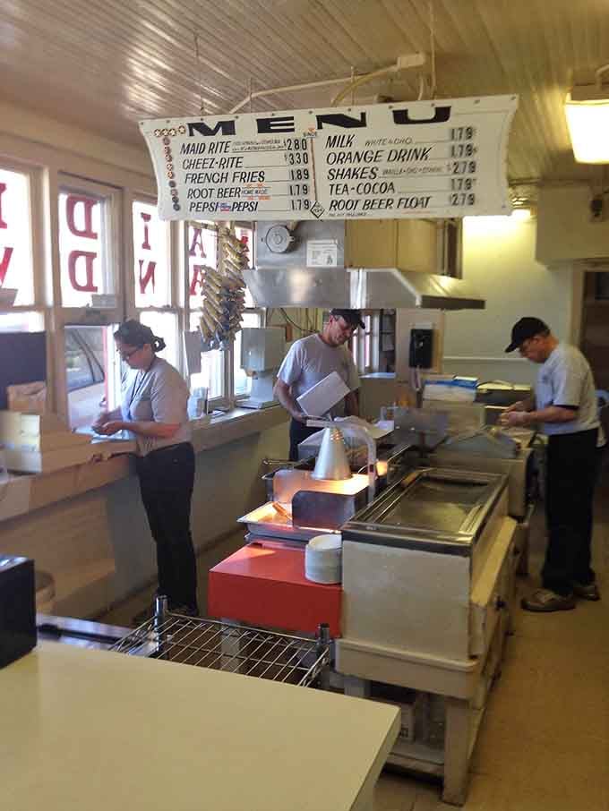 Behind the scenes where the magic happens, steaming meat the same way they've done it for nearly a century.
