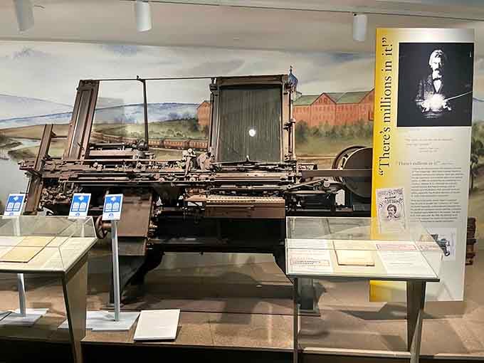 This antique printing press represents the technology that helped spread Twain's words across America and changed literature forever.