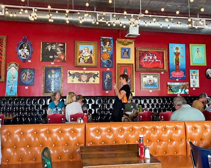 Hardworking kitchen staff turning out plate after plate of morning happiness for the hungry Flagstaff masses.