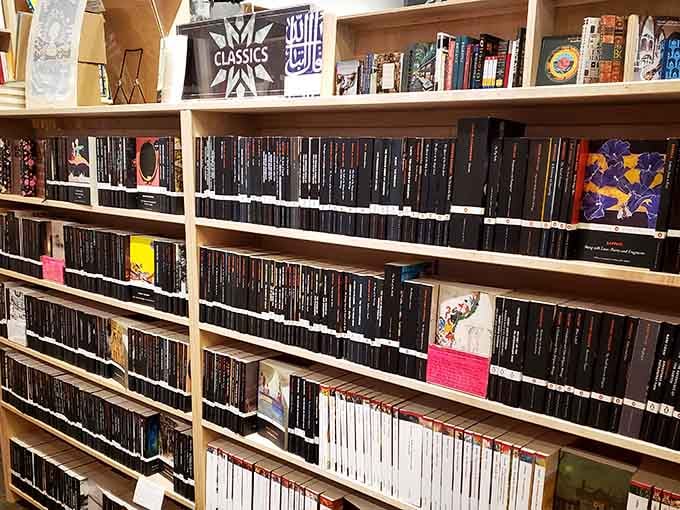 Rows of matching spines create a collector's dream, proving classics never go out of style.