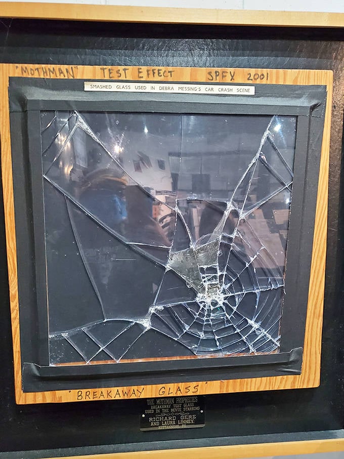 Movie magic preserved! Actual broken glass from "The Mothman Prophecies" film reminds us that Hollywood came calling when this small-town legend went mainstream.