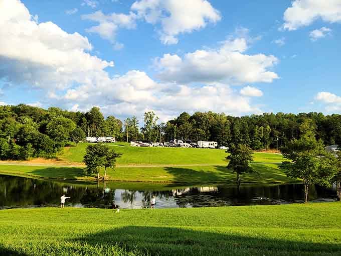 Mayberry Campground offers peaceful lakeside views that make you want to extend your stay indefinitely, maybe permanently.