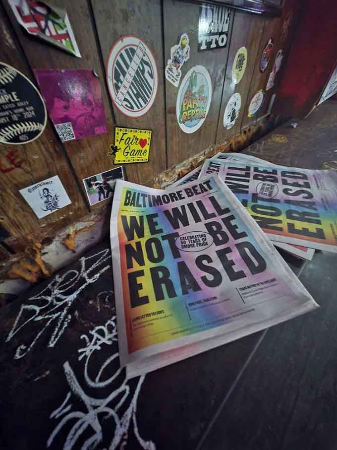 Local newspapers remind you this isn't just a bar, it's a community gathering spot with serious Baltimore pride.