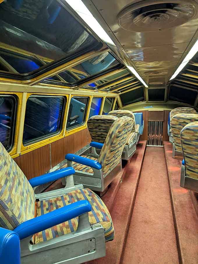 Some cars feature swivel seating with retro upholstery patterns that your grandparents would absolutely recognize and appreciate.