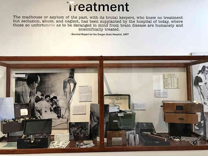 Treatment exhibits showcase equipment that makes you grateful for modern psychiatry, even with all its remaining imperfections.
