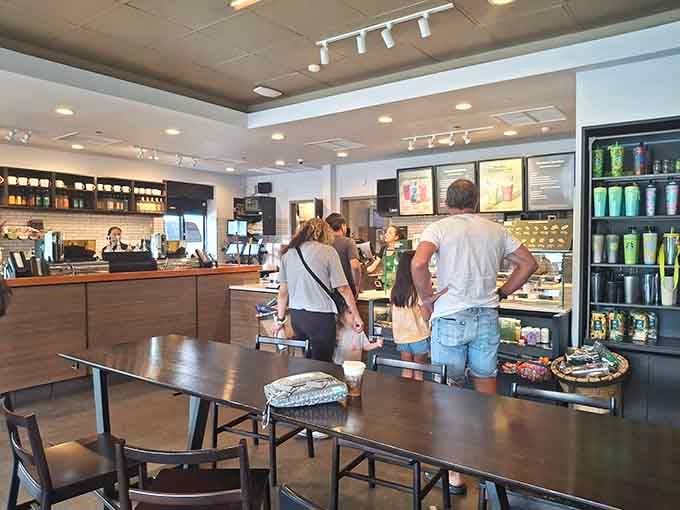 Starbucks fuels the shopping marathon with caffeine that works overtime at altitude, bless their consistent espresso shots everywhere.