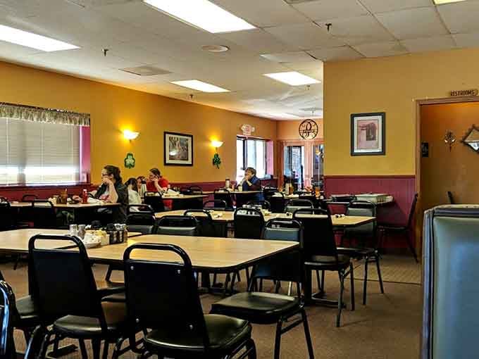 Multiple dining areas mean there's always room for one more hungry soul seeking comfort food salvation.